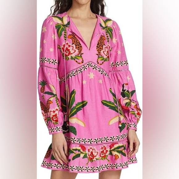 FARM Rio | Dresses | Farmrio Leopard Forest Pink Dress | Poshmark